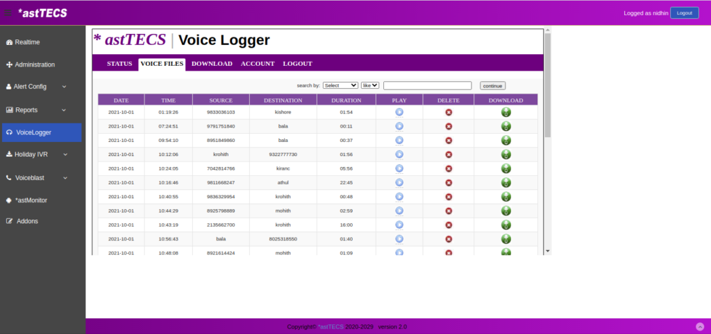 Voice Logger | Call Logger | Business CallRecording | *astTECS
