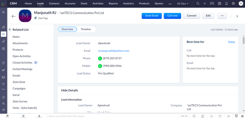 Integrate Asterisk Call Center Dialer with Zoho CRM | *astTECS